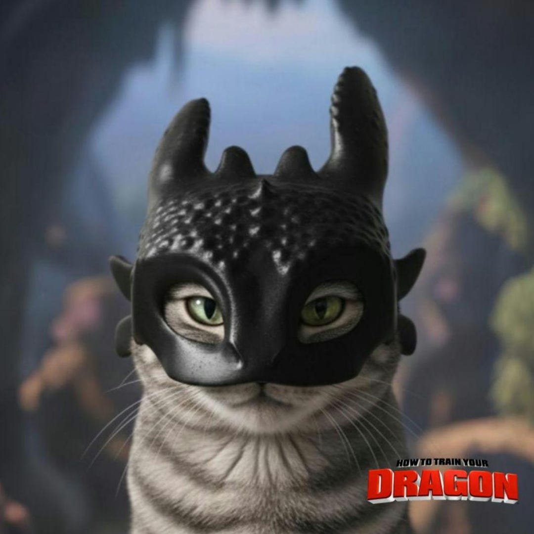 3D Printed Toothless Night Fury Cat Mask, How to Train Your Dragon Pet ...
