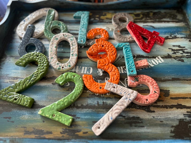 Handmade Ceramic House Numbers , Tile Wall Hanging , Address Numbers ...