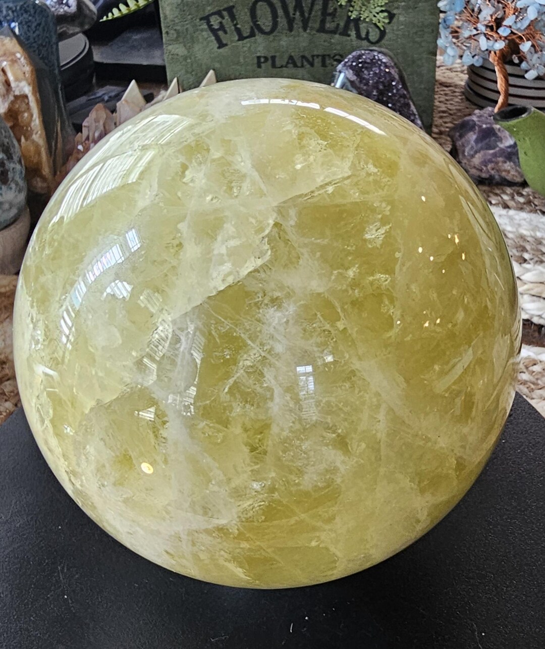 Very Large Lemon Yellow Citrine Sphere 5 Inch Diameter and 7.6lbs Lots ...