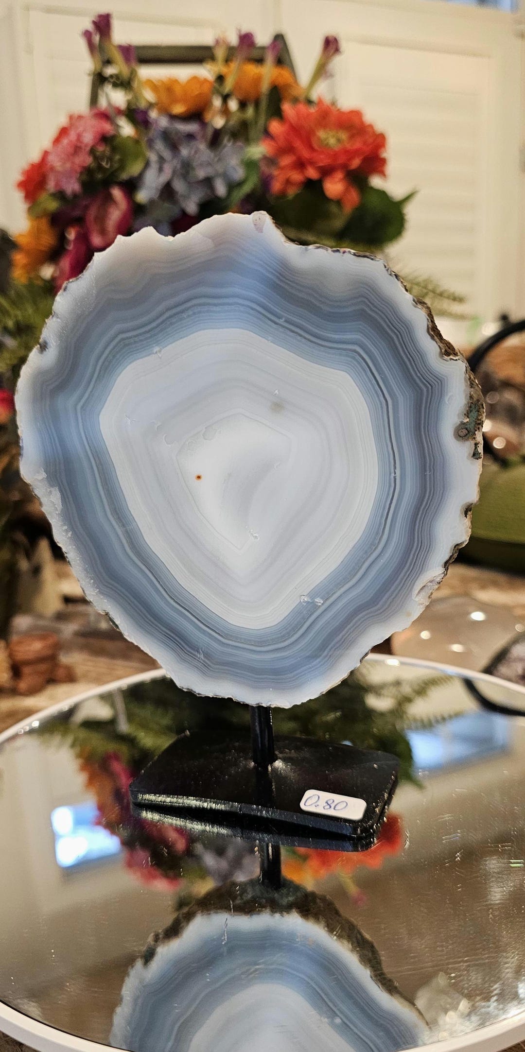 Natural Blue Banded Agate on Stand - Etsy