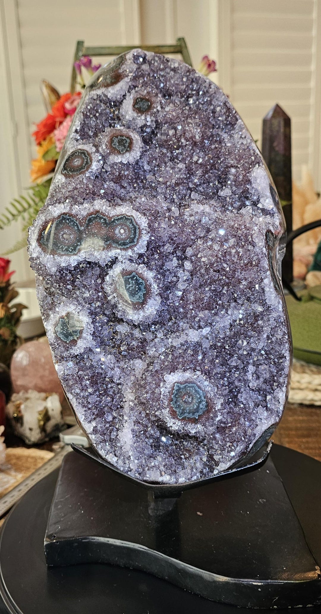 Amethyst Geode Specimen With Jasper Stalactites on Stand (13.1 Lbs) - Etsy