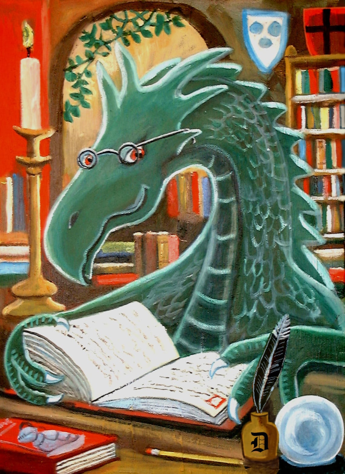 Library Dragon - Etsy