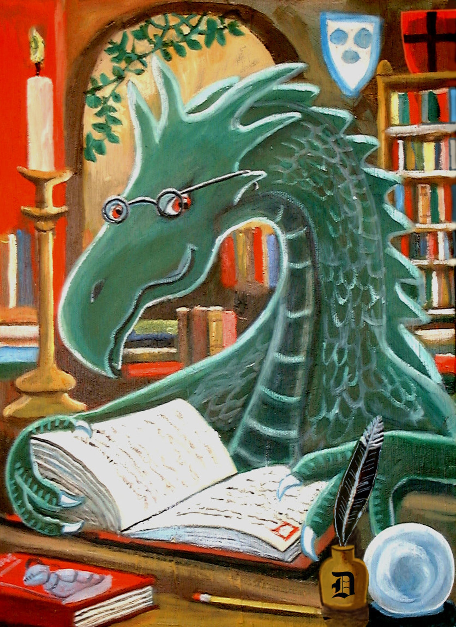 Library Dragon - Etsy