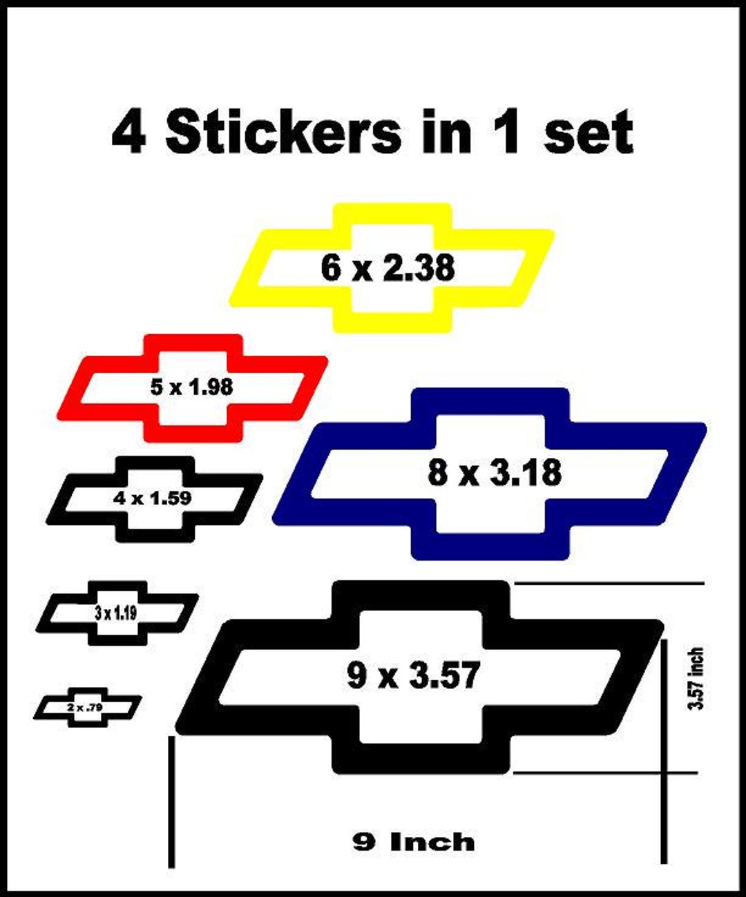 4x CHEVY Vintage (rounded Corners) Chevrolet Bowtie Vinyl Sticker Decal ...