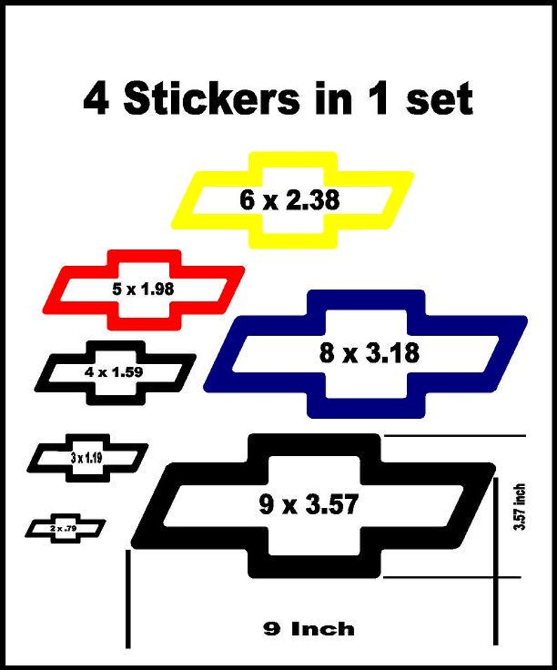 4x CHEVY Vintage (rounded Corners) Chevrolet Bowtie Vinyl Sticker Decal ...