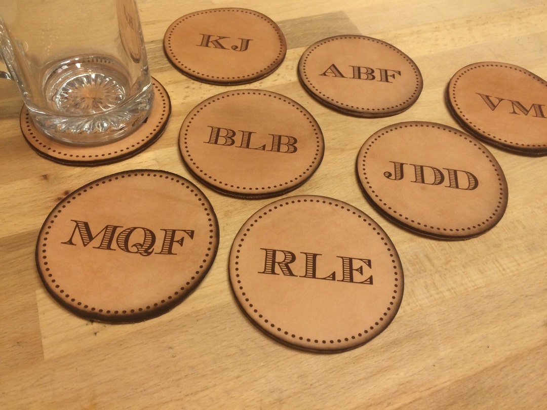 Leather Customizable Monogram Coasters Wedding Favors House - Etsy