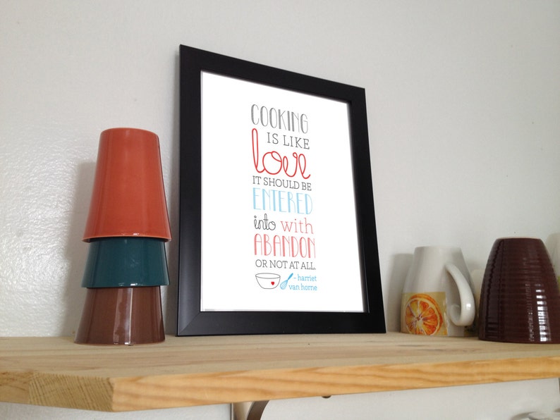 FRAMED Kitchen Graphic Print cooking is Like Love - Etsy