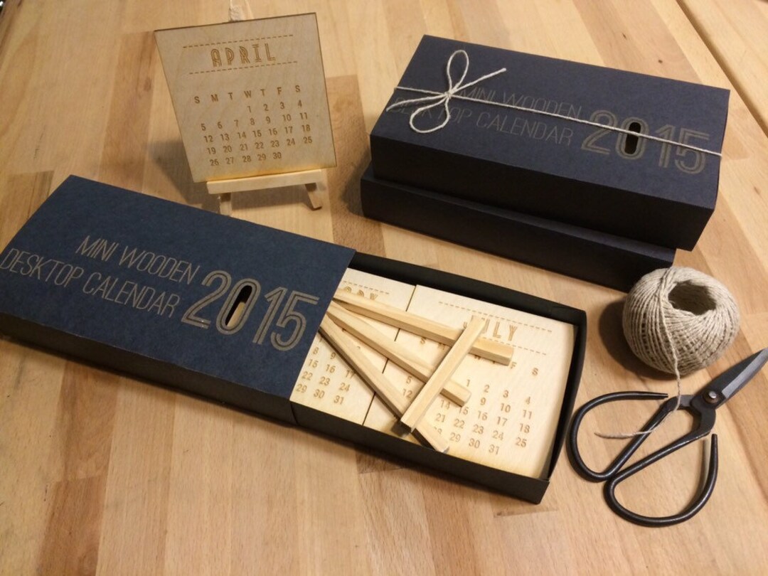 Mini Wooden Desktop Calendar Laser Etched Wood Desk Calendar - Etsy