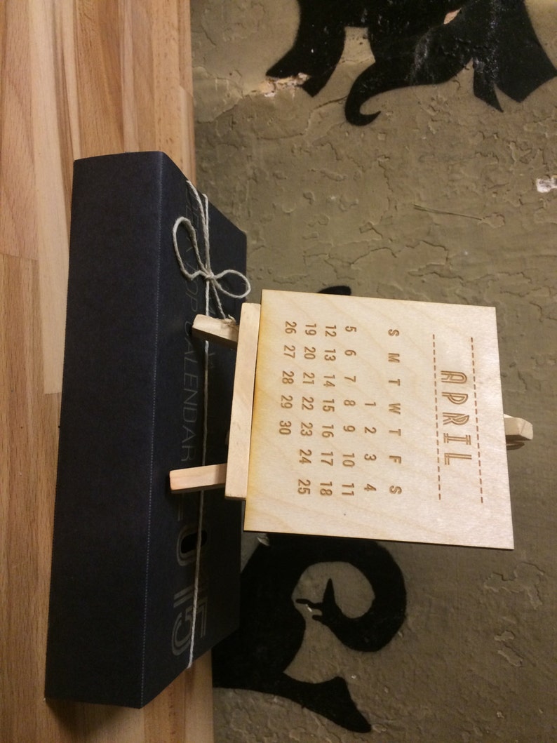 Mini Wooden Desktop Calendar Laser Etched Wood Desk Calendar - Etsy