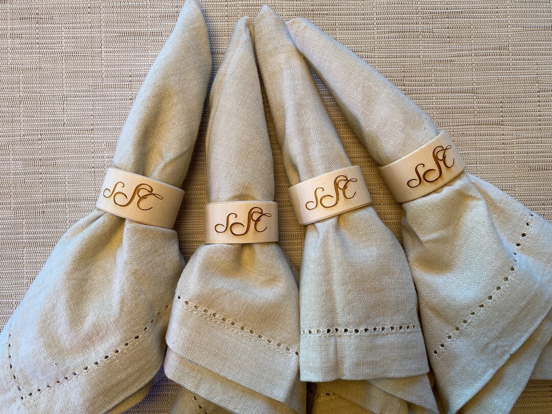 Personalized Monogram Wooden Napkin Rings - Etsy