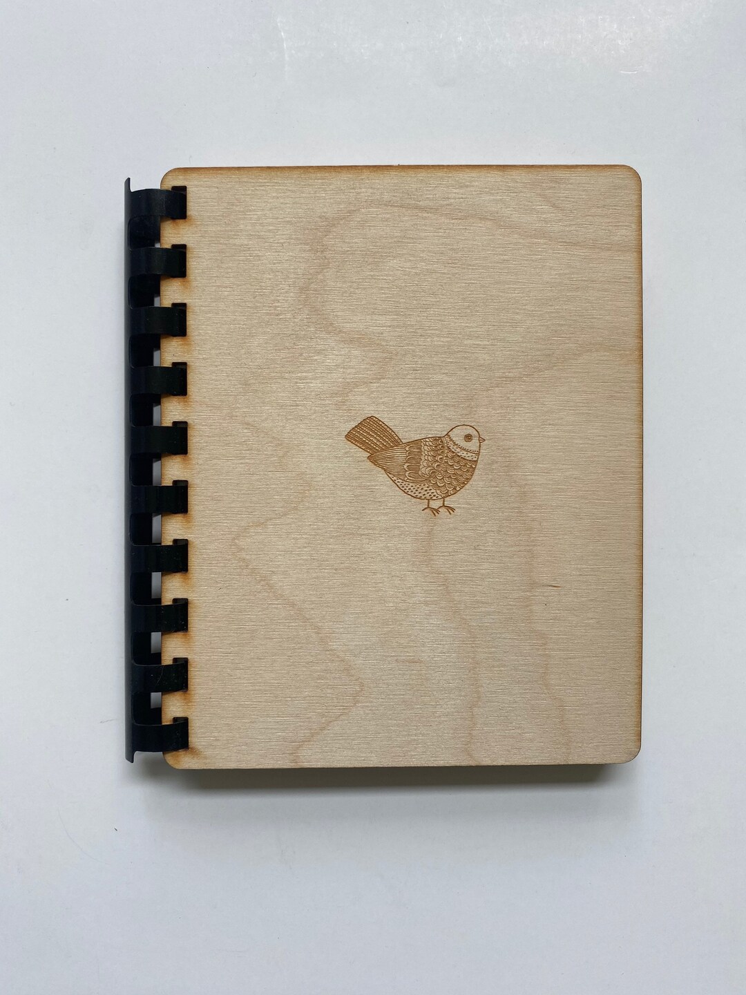 Wood Sketchbook Notebook Journal Engraved Bird Laser Cut Drawn Birdie ...
