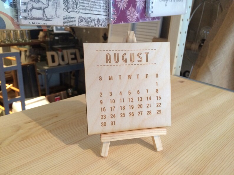 Mini Wooden Desktop Calendar Laser Etched Wood Desk Calendar - Etsy