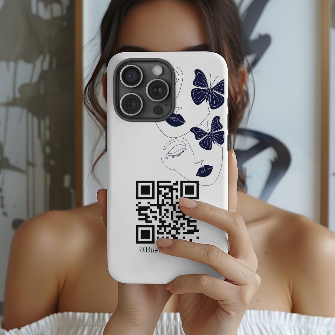 Personalised Beauty Business QR Code iPhone Case, Transparent Logo ...