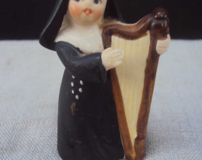 Vintage 1950s Tiny Harp Player Nun Made in Japan Figurine - Etsy