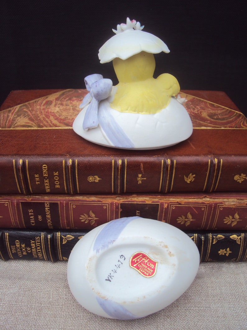 Vintage Lefton China Cute Ceramic Trinket Box Hatching Chick Easter ...