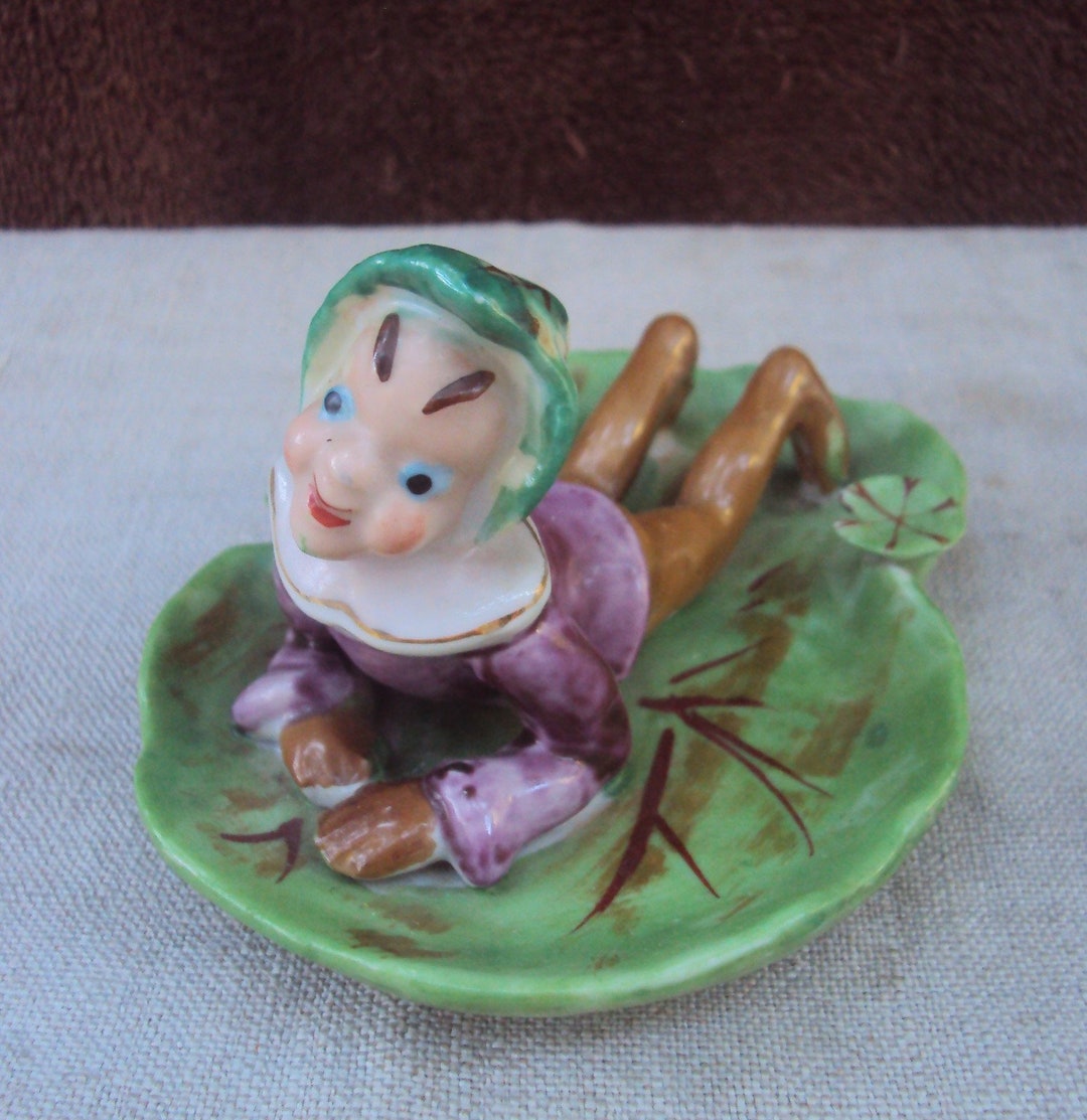 Vintage Pixie Elf Sprite on Lily Pad Dish Occupied Japan Collectible ...