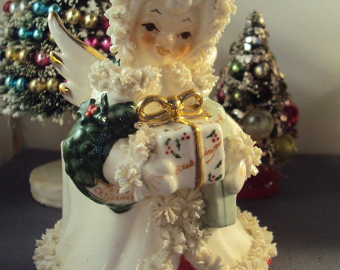 Vintage Christmas Angel Spaghetti Trimmed Napco Planter - Etsy