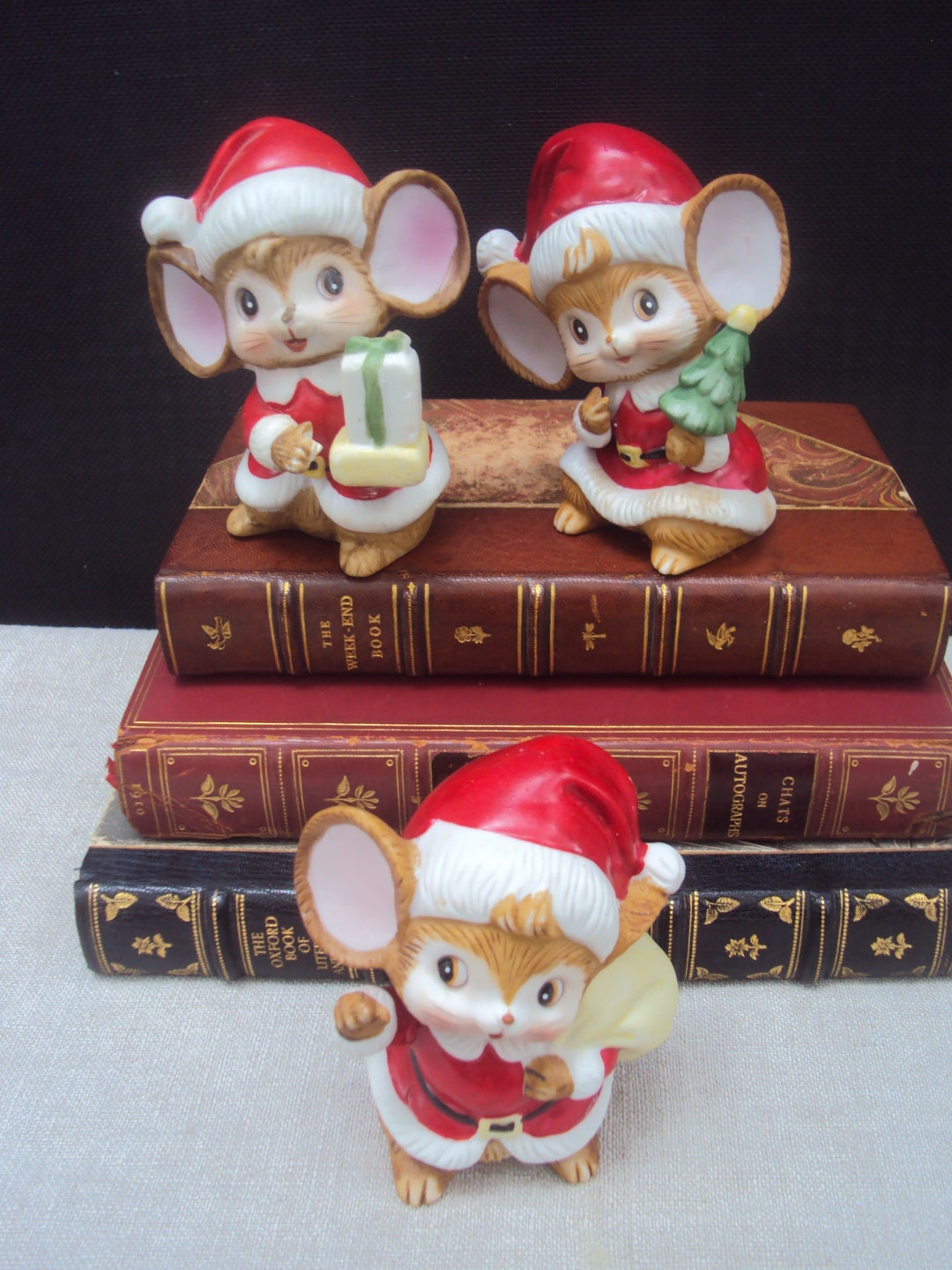 Three Vintage HOMCO Christmas Mice Numbered 5405 Gold Labels Vintage ...