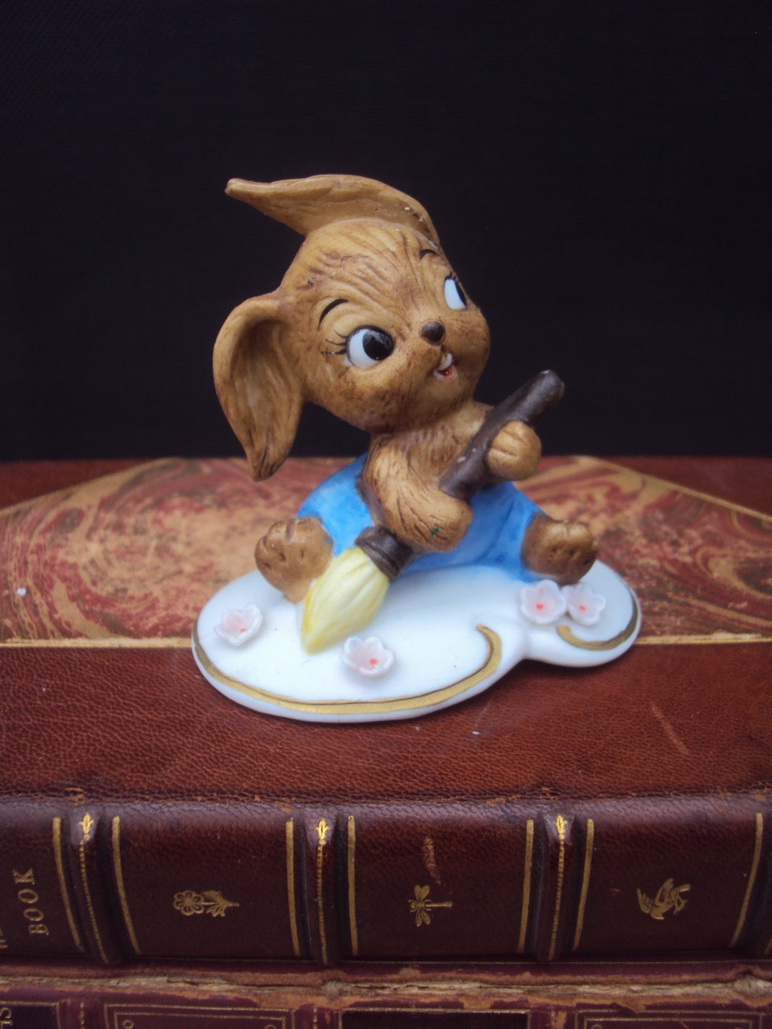 Vintage Lefton China Cute Ceramic Bunny Rabbit in Blue Pants and Paint ...