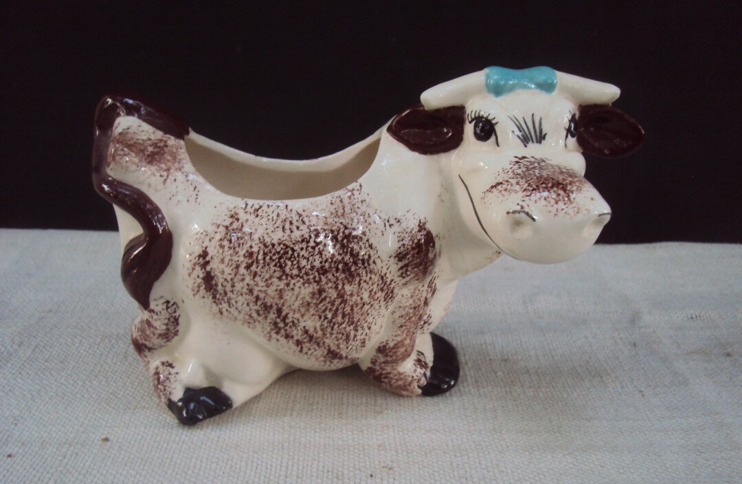 Vintage Smiling Cow Pottery Ceramic Studio Flower Planter Mid Century ...