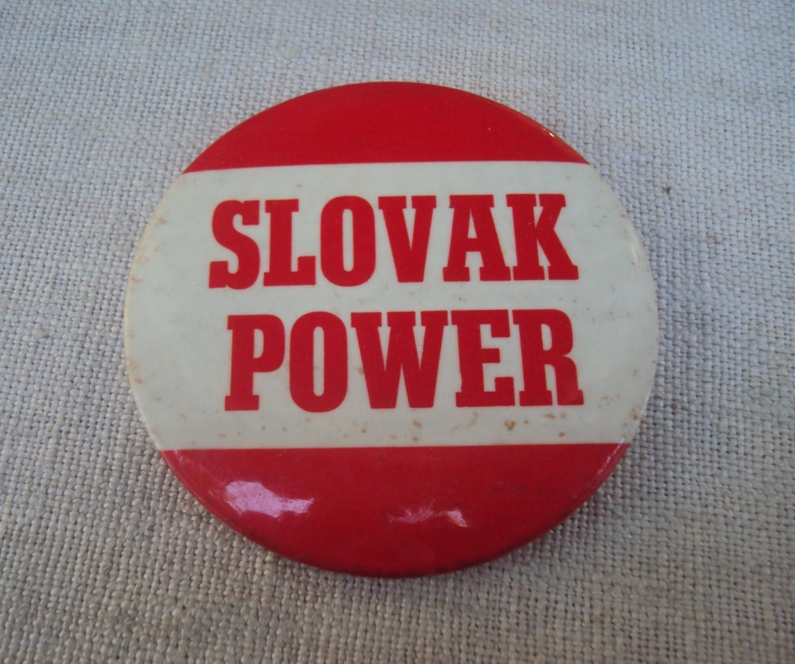 Large 3 1/2 " Vintage 50s Amusement Park Pin SLOVAK POWER Red and White ...