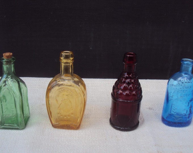Miniature Tiny 3 1/4" 60s Wheaton Bottles Instant Collection 4 Colored ...