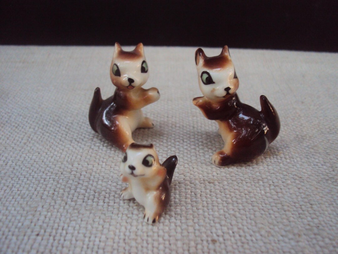 Chipmunk Family Bone China Shiken Japan Miniature Momma Poppa and Baby ...