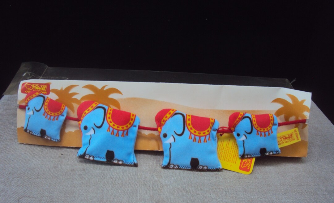 Vintage STEIFF Baby Rattle Circus Elephant Parade Stroller Toy Steiff ...