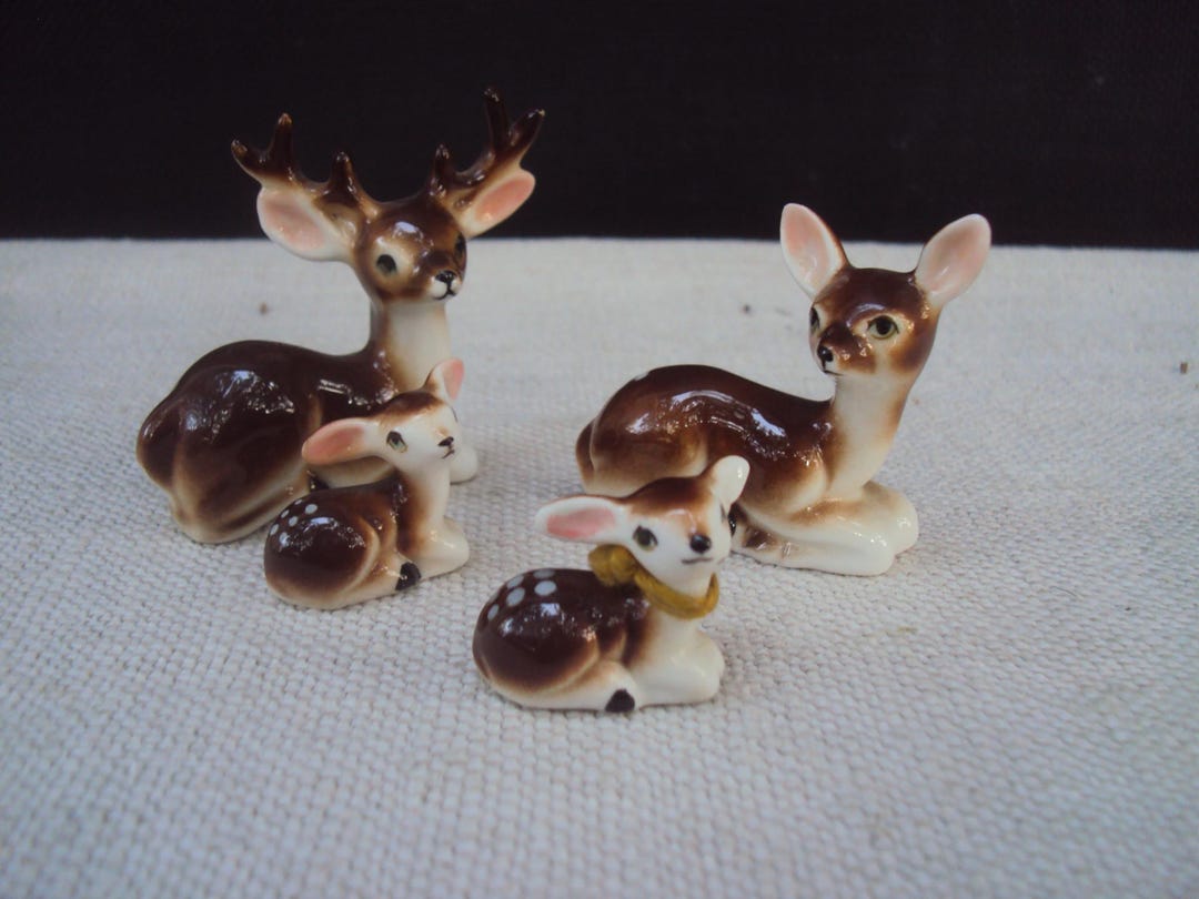 Deer Family Vintage Shiken Japan Bone China Miniature Deer Family Buck ...
