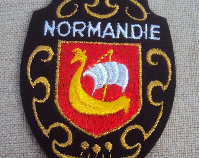 Vintage 1980s NORMANDIE Normandy France Travel Shield Shaped Patch - Etsy