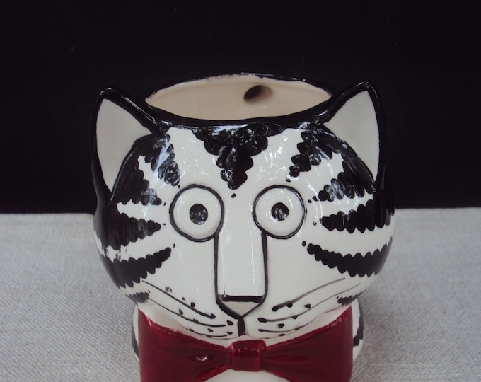 Vintage 70s 80s B. Kliban Cat Mug Black & White Tabby Cat Red Bowtie ...