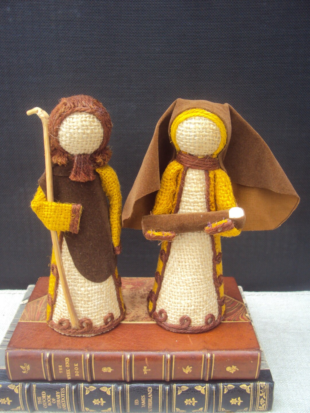 Vintage Hand Made Mary Joseph and Baby Jesus Golden Yellow and Brown ...