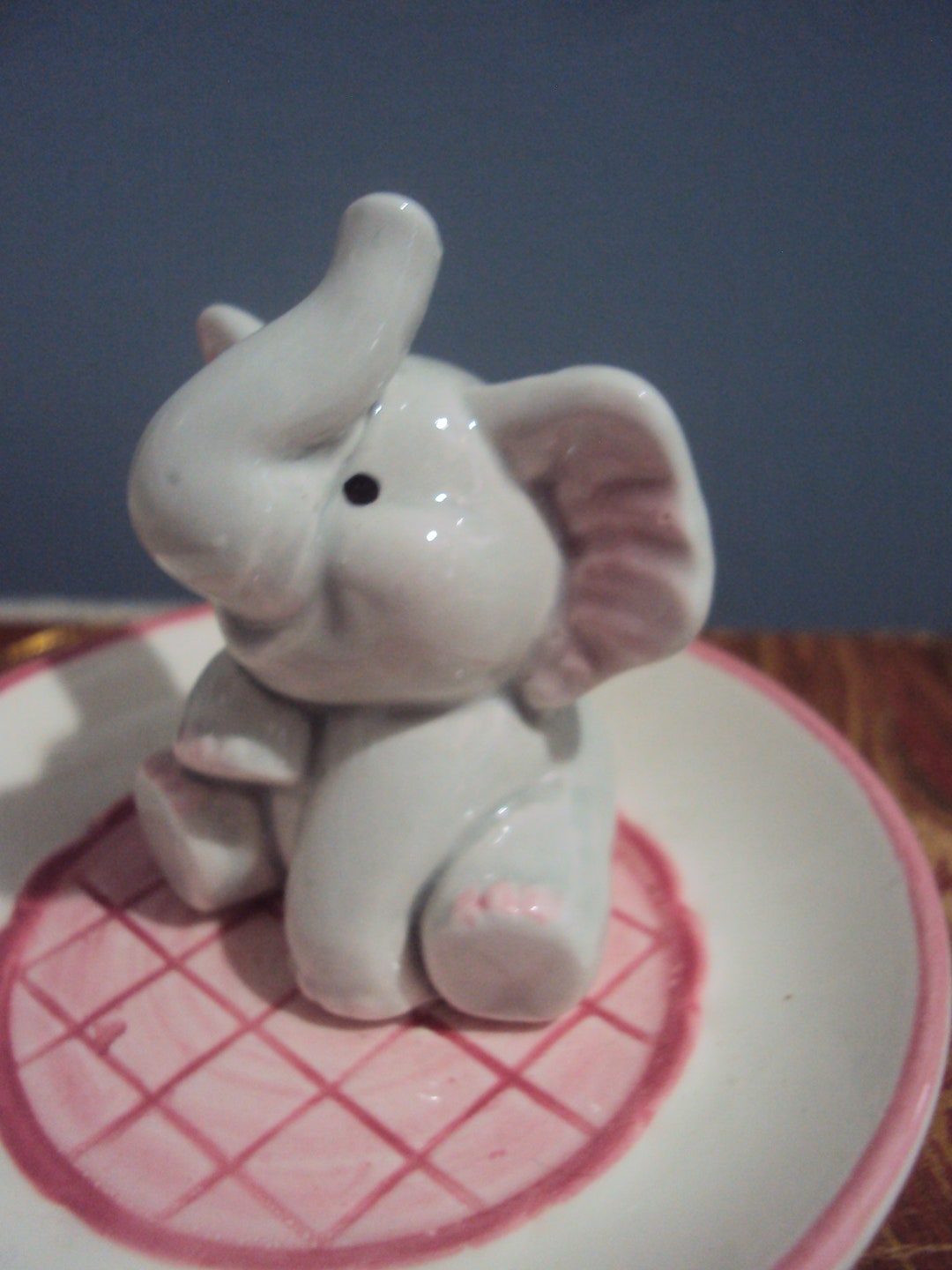Porta anillos de cerámica vintage con forma de elefante, joyero ...