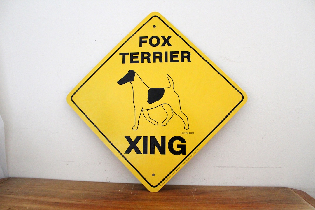 Vintage 1990s Metal Dog Sign Fox Terrier XING 1990 TORI Noble Beast ...