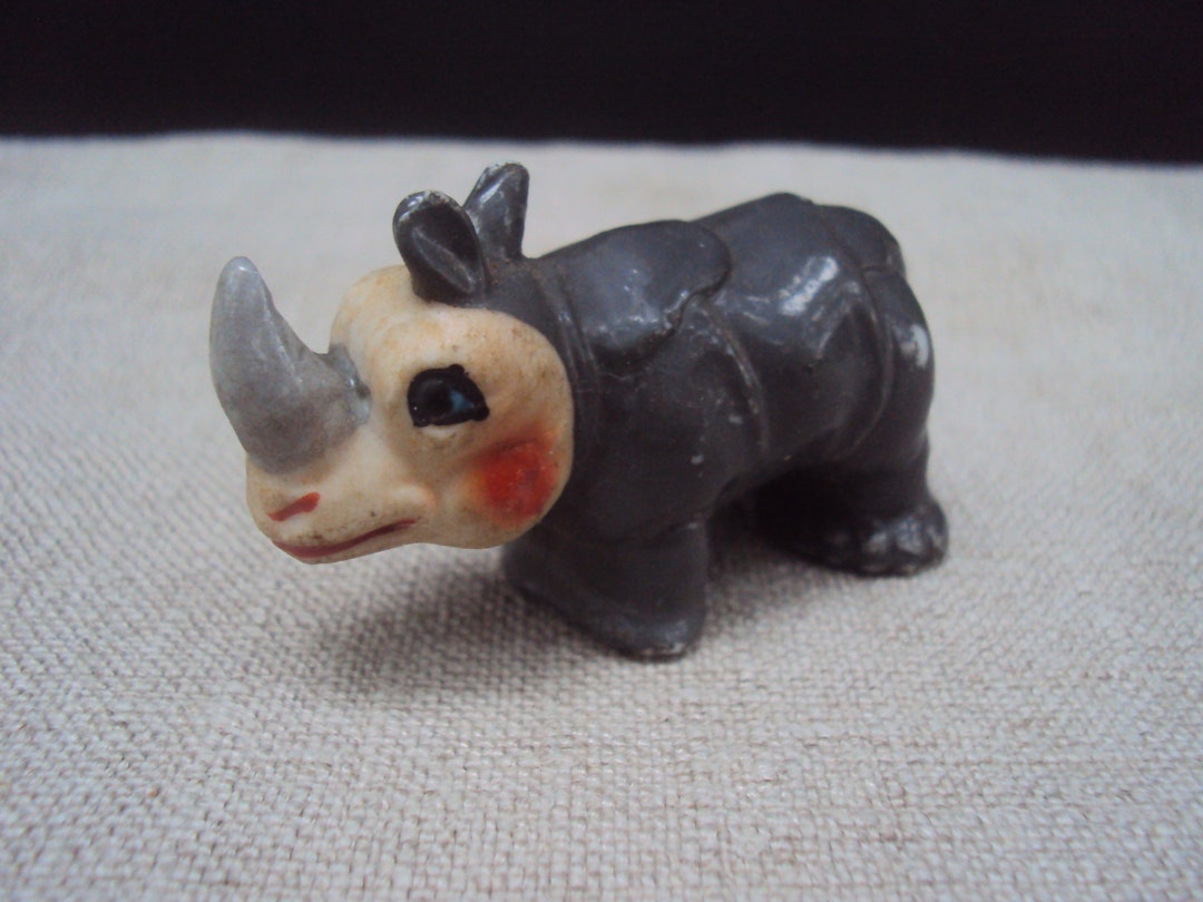 Tiny Rhinoceros Vintage Porcelain Ceramic Miniature Cute Gray Rhino Figurine - Etsy