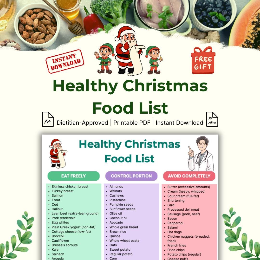 Healthy Christmas Food List | Printable A4 & US Letter | Holiday ...