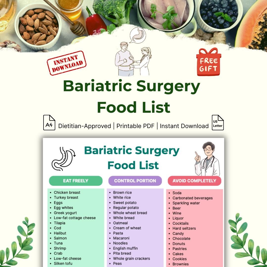 After Bariatric Surgery Food List Printable | Meal Planning Guide for ...