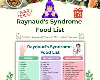 Raynaud's Syndrome Food List Printable PDF | Circulation Diet Guide ...