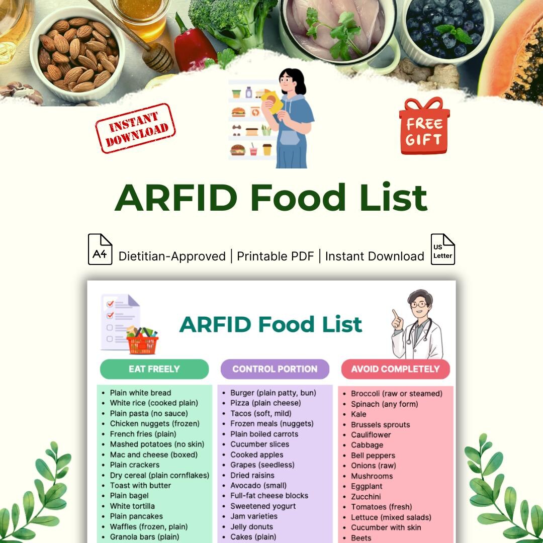 ARFID Food List Chart, Safe Foods for Adults, Digital Download - Etsy