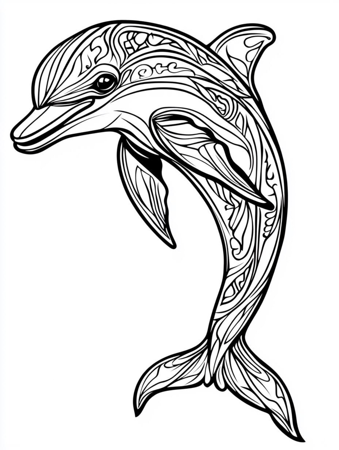 Dolphin Coloring Page | Mandala | Instant Download I Printable Coloring ...