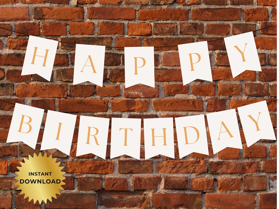 Yellow Birthday Banner | Girly Party Decor, Editable Template (digital ...