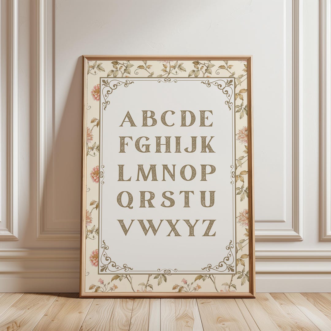 Floral Vintage Alphabet Wall Art | Farmhouse Kid's Room Decor ...