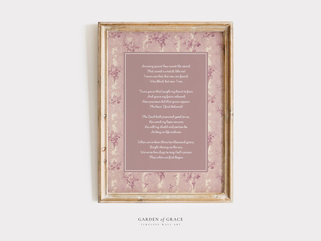 Amazing Grace Hymn Wall Art | Farmhouse, Apartment, Nursery Room Decor ...