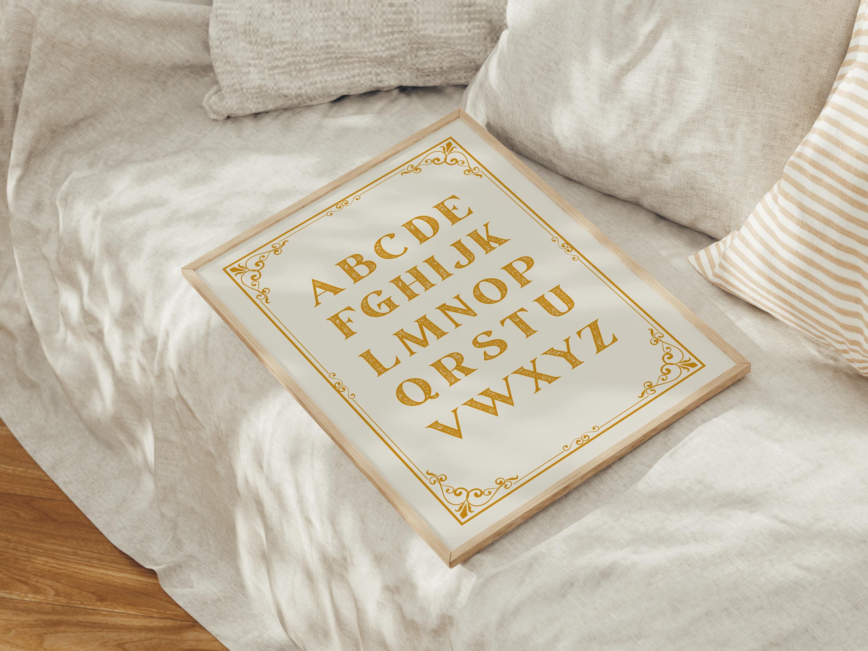 Vintage Alphabet Wall Art | Yellow Kid's Room Decor | Educational ABC ...