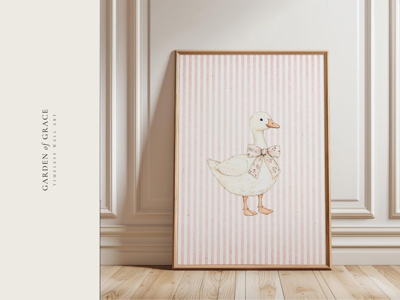 Silly Little Goose Nursery Wall Art | Duck Gingham Kid's Room Decor ...