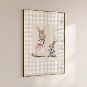 Praying Mom and Baby Rabbit Nursery Wall Art, Printable Christian Kid's ...