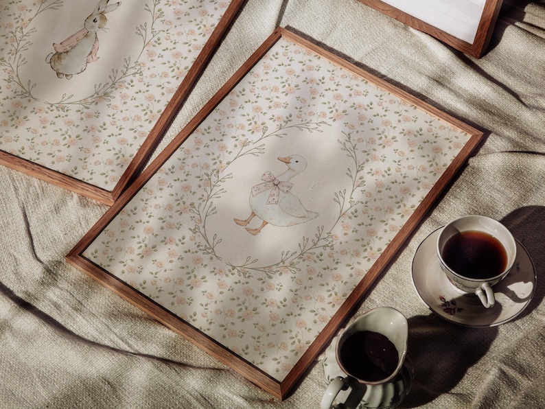 Cute Bunny and Silly Goose Nursery Wall Art Set | Farmhouse Girl's Room ...