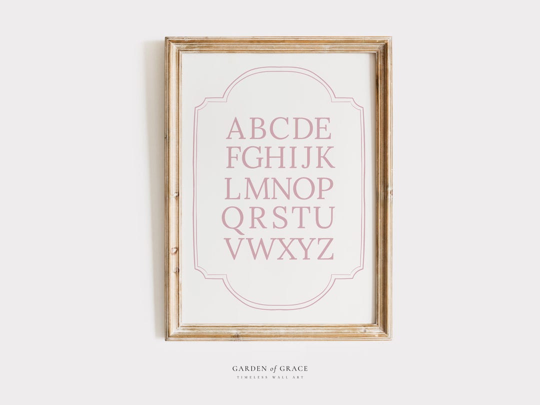 Pink Toile Alphabet Nursery Wall Art | Pale Pink Girl's Room Decor ...