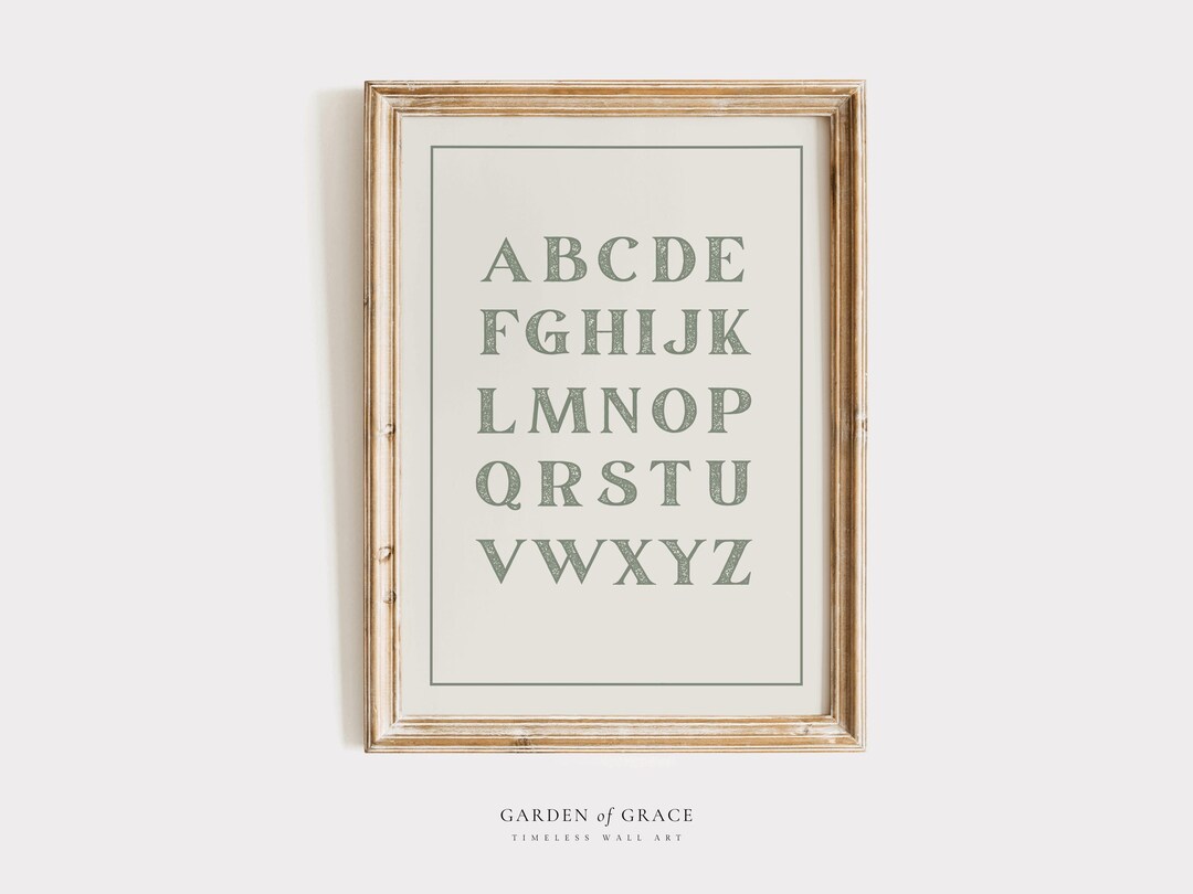 Vintage Alphabet Wall Art | Pale/sage Green Kid's Room Decor ...