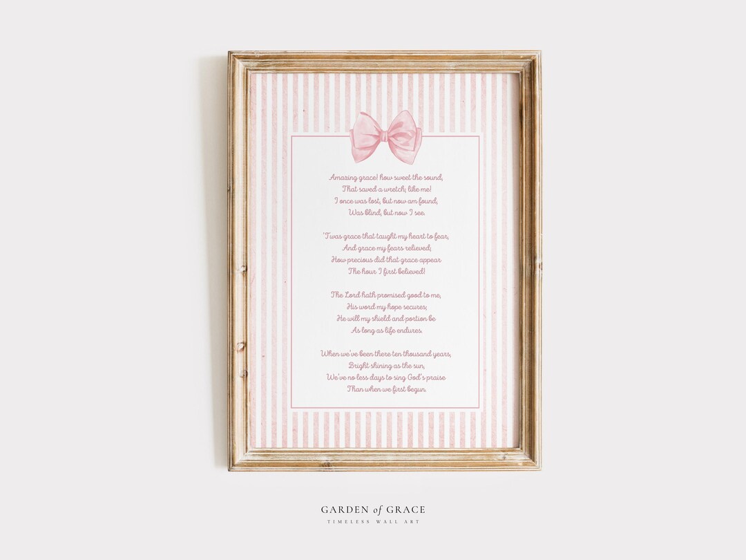 Amazing Grace Hymn Wall Art | Farmhouse, Apartment, Nursery Room Decor ...